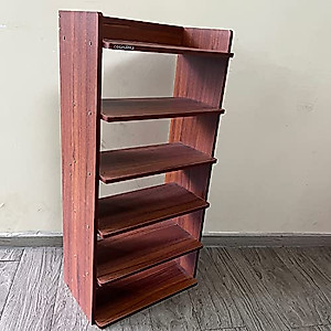 cosirulnta Shoe cabinets, 6 Tier Shoe Storage Organizer with Hooks, Narrow Shoe Rack for 8 Pairs