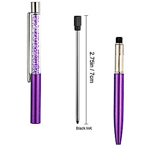 TecUnite 2.75 Inch Ballpoint Pen Refills for Diamond Crystal Stylus Pens and Ballpoint Pens with Black Velvet Bag, 20 Pieces (Black Refill)