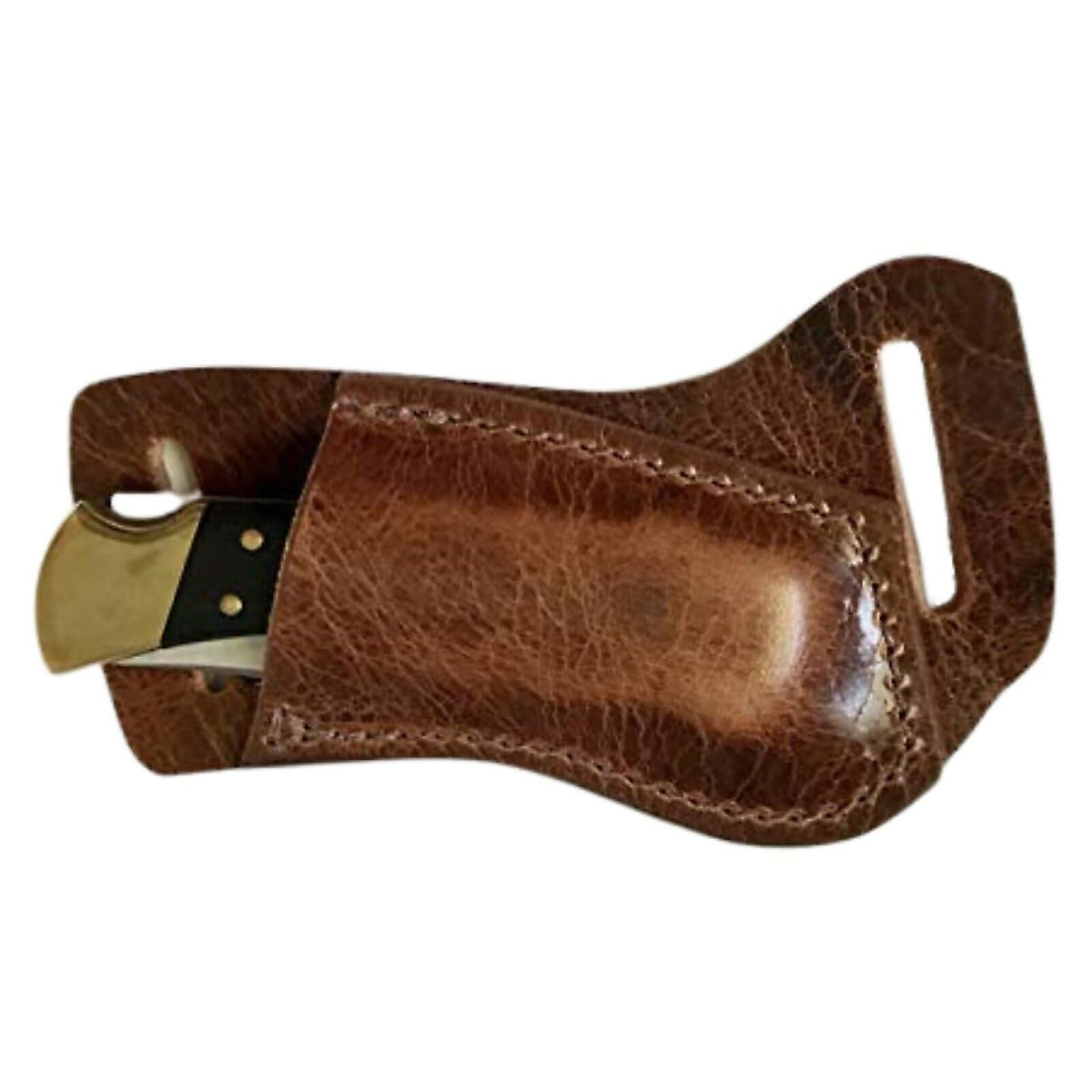 Custom Leather Sheath for Buck 110 Or 112, Water Buffalo Antique Brown Leather Sheath, Right-Hand Cross Draw to Fit on The Left-Side, Strong and Durable, Sheath Only