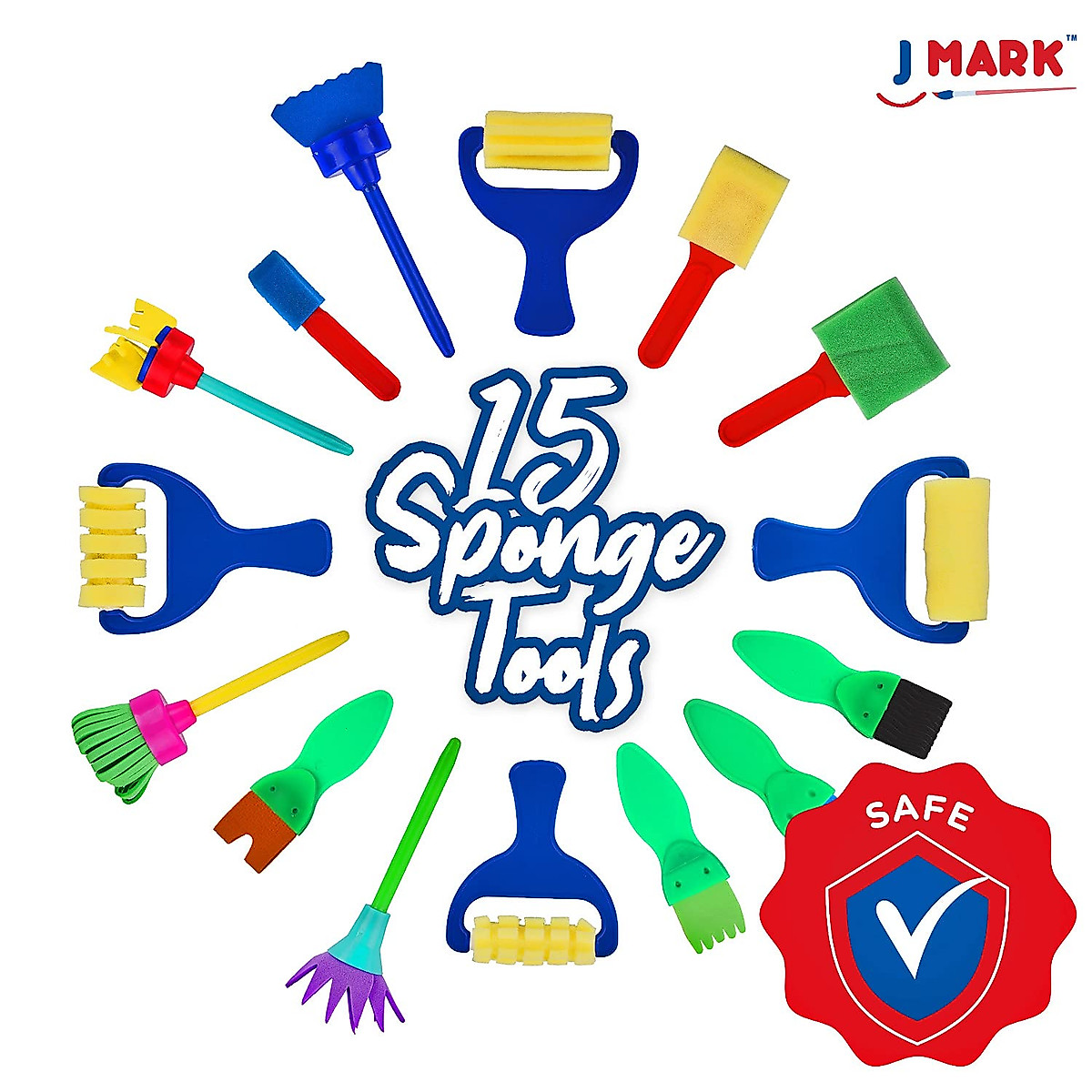 J MARK 38-Piece Toddler Paint Set, Includes Washable Tempera Paint, Art Smock, Painting Paper, Brushes, Tools