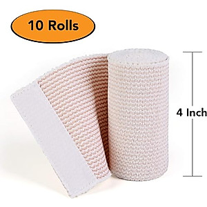 Medline Matrix Wrap Elastic Bandage with Hook and Loop Closure, Non-Sterile, 4" x 5 yd, White/Beige (Pack of 10)