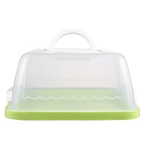 BESTOYARD Cake Carrier 10x5 Inch Cupcake Storage Container Green Square Macaron Box with Handle Portable Pie Saver Travel Platter for Bakers Chefs Caterers