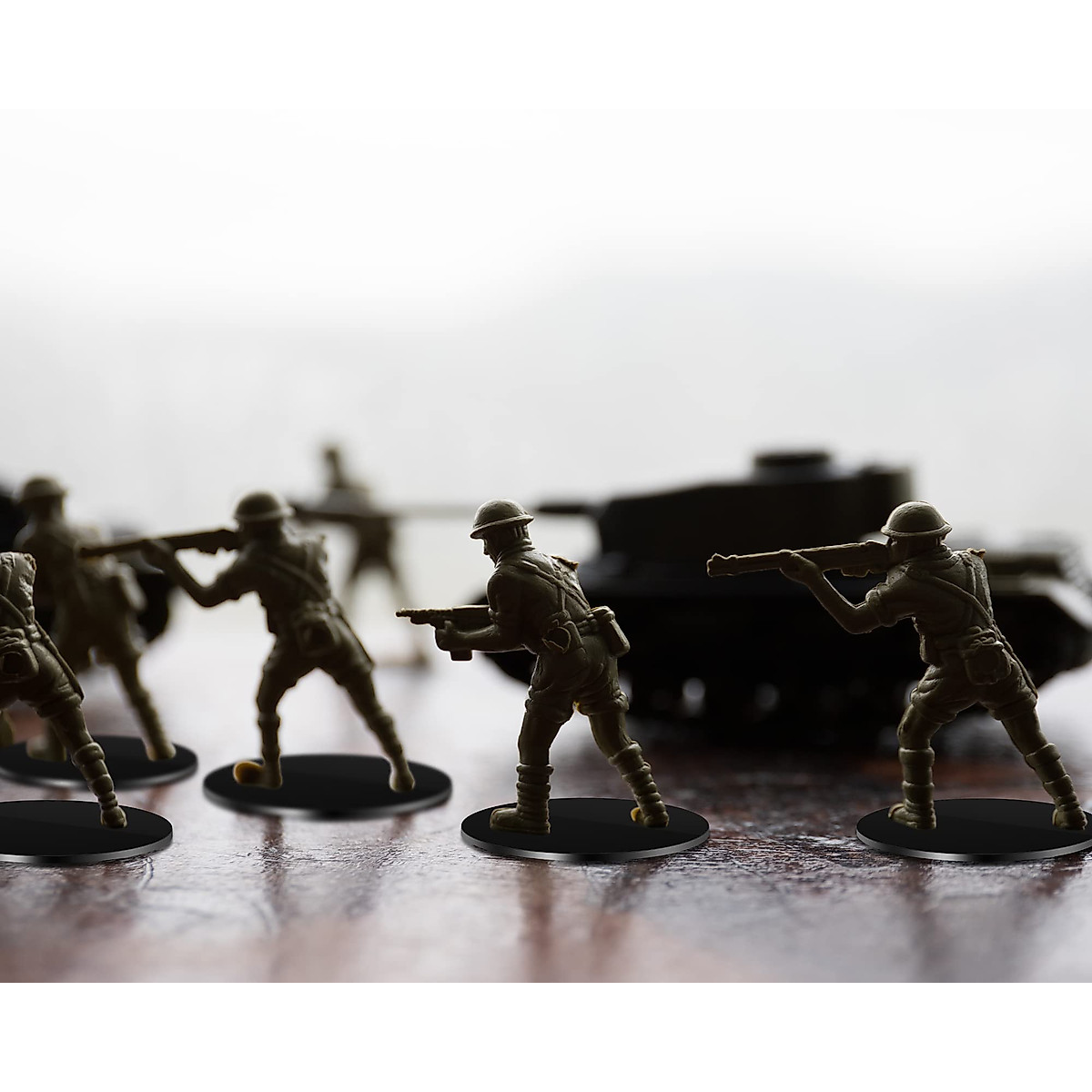 Yerliker 120 Pcs Acrylic Miniature Bases, 25mm 35mm 45mm Round Model Bases 2mm Thick Circular War Figure Bases, with Mini Clear Round Tapes for Gaming Miniatures Collectible War Table Game(Black)