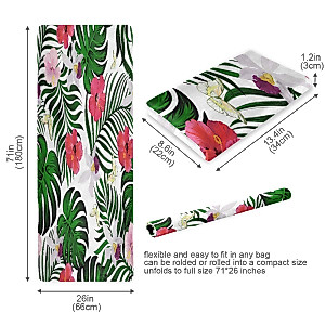Qilmy Hibiscus Flower Yoga Mat, Non-Slip Texture Pro Yoga Mat Eco Friendly Exercise & Workout Mat for Yoga, Pilates and Floor Exercises