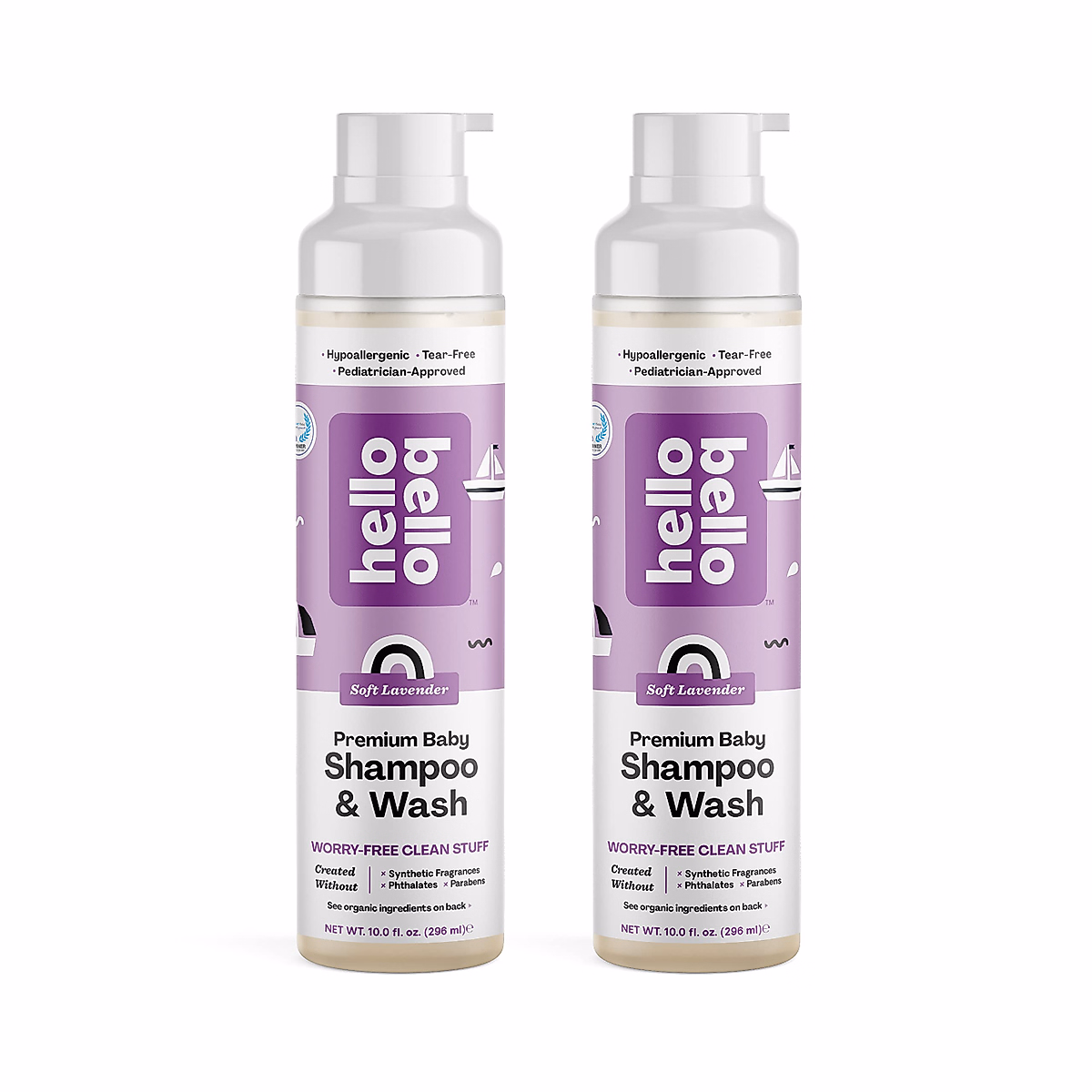 Hello Bello Extra Gentle Shampoo & Body Wash I Tear Free, Hypoallergenic and Pediatrician Tested Plant Based Formula for Babies and Kids I Lavender Scent I 20 FL Oz (2 Packs of 10oz)