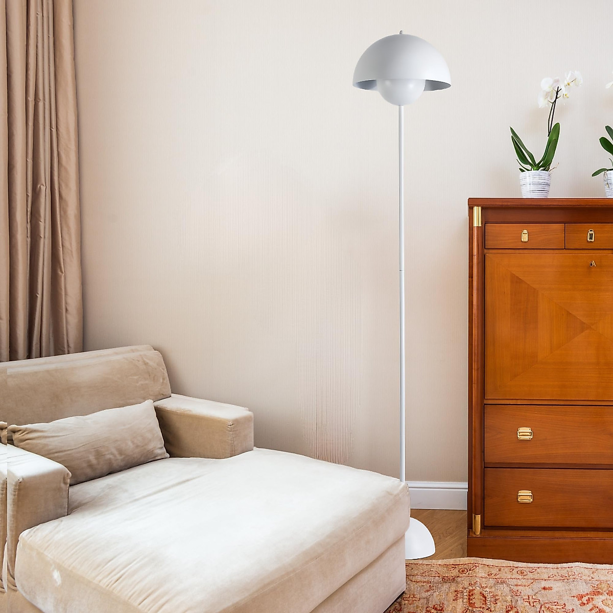 COSYLUX Modern Floor Lamp for Living Room, Industrial Tall Standing Lamp for Bedroom, Metal Shade Reflecting Light reading Floor Lamp for Office, Nursery Room, Corner(White)