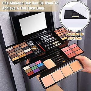 Professional Makeup Kit for Women Full Kit with Mirror 58 Colors All in One Make up Gift Set Combination with Eyeshadow, Compact Powder, Blusher, Lipstick, Lip Liner, Eyebrow Pencil, Glitter Powder, Eyeliner, Mascara, Cosmetic Case for Girls (100-N)
