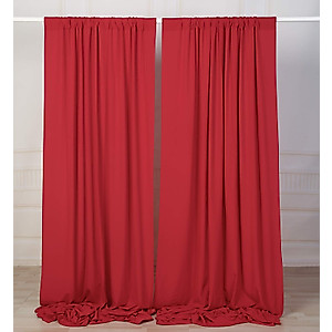 SHERWAY 9.5 Feet x 10 Feet Red Photography Backdrop Drapes, Smooth Polyester Window Curtain for Wedding Ceremony Party Decoration (10% Transparency)