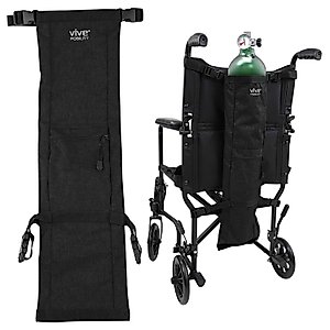 Vive Oxygen Tank Holder for Wheelchair - Portable Medical Cylinder Backpack for Travel - Carrier Accessories Bag for Walker, Rollator, Scooter - Case Fits Canister Sizes M2, M4, M6, M9, C, D, E