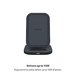 mophie Universal Wireless Charging Stand - 15 Watt Fast Charging for Qi-Cerified Phones Like Samsung Galaxy, Google Pixel, Apple iPhone 11 (Pro, Pro Max), iPhone XR/XS/SE, iPhone 8 - Black