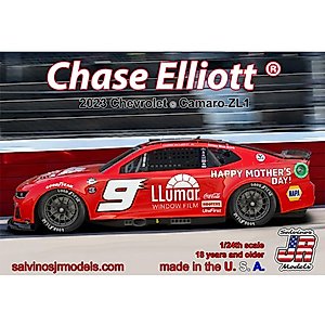 Salvinos JR Chase Elliott 2023 Llumar Darlington Throwback 1:24 Scale Adult Plastic Model Car Kit
