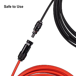 LDZZEL 12AWG 20 Ft Solar Extension Cable Wire Adapter Kit with Female and Male Connector (20FT Black and 20FT Red)