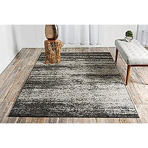 Unique Loom Del Mar Collection Area Rug - Lucille (5' 3" x 8' Rectangle, Dark Gray/ Ivory)