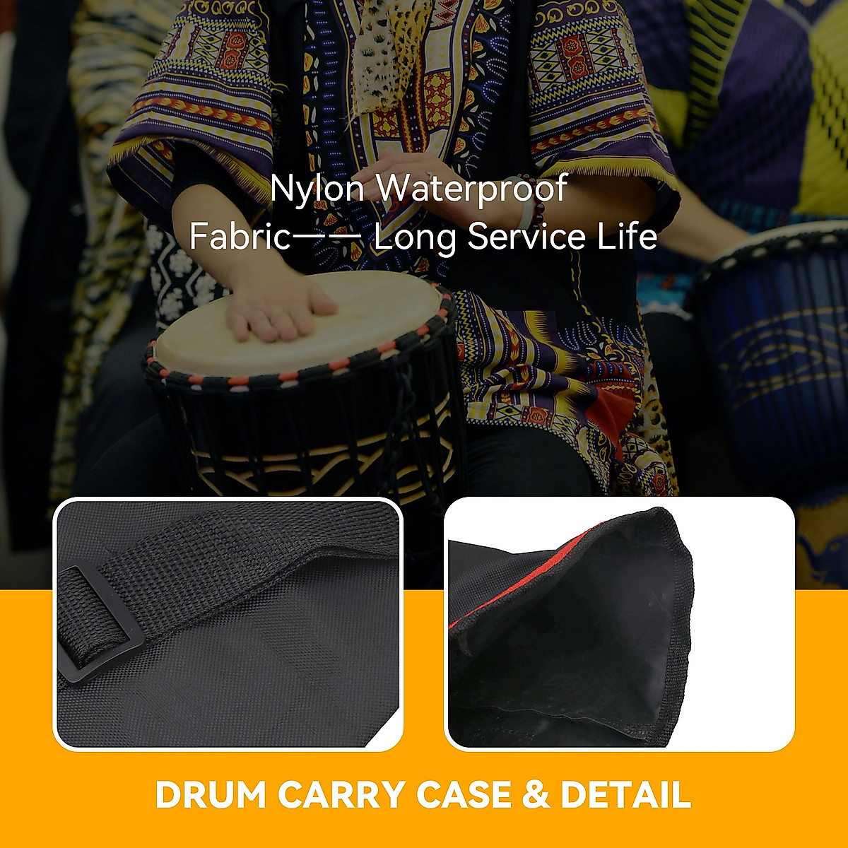 Bstinay Djembe Large Drum Bag 12Inch African Drum Carry Case Musical Instrument Accessory Durable Shoulder Strap Black