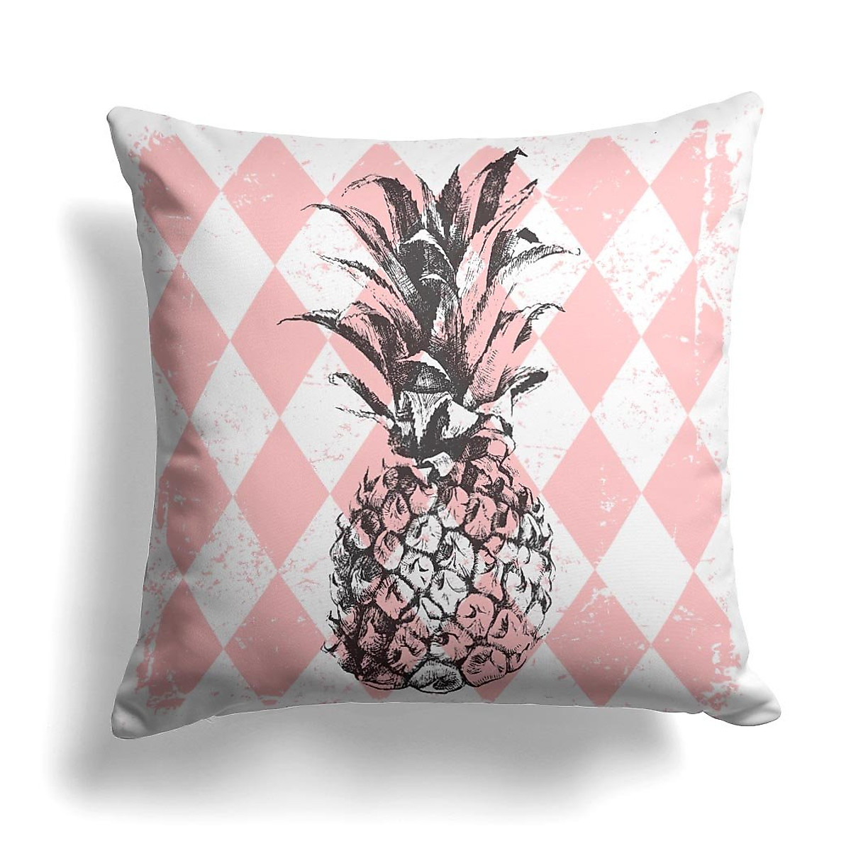 iiRov Summer Design Ink-Fuzed Decorative Throw Pillow - Tropical Summer Pink Pineapple v1