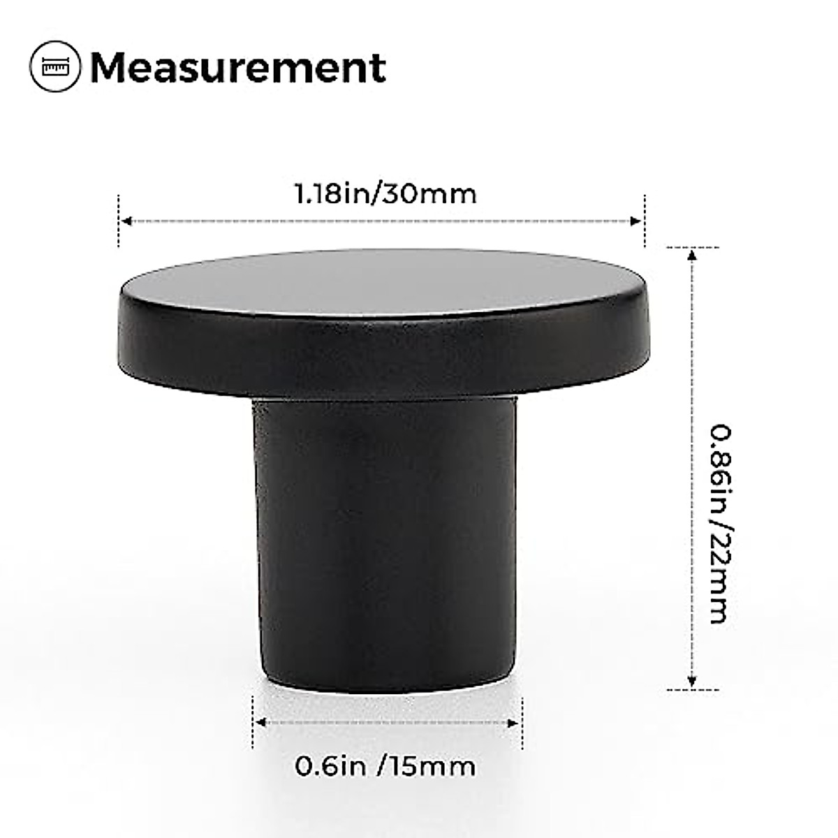 Ravinte 5 Pack Cabinet Knobs Black Kitchen Cabinet Knobs Round Dresser Drawer Knobs Matte Black Drawer Pulls Closet Door Knobs 1-1/5 Inch, OCNYN8HS5