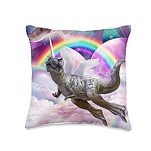 Random Galaxy Rainbow Dinosaur Unicorn Dinocorn Throw Pillow, 16x16, Multicolor