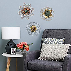 Funerom Metal Floral Wall Decoration Flower Wall Decor(Copper 11.75x1.2x11.75 inches)