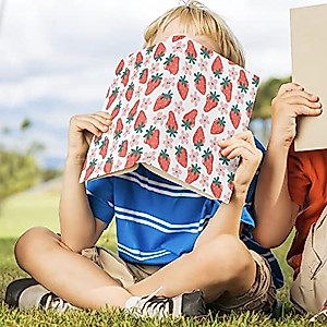 YEXIATODO Strawberry Stretchable Book Covers Funny Paperback Book Cover Fits Most Hardcover Textbooks up to 9x11 Adhesive-Free Nylon Fabric School Book Protector for Primary Secondary