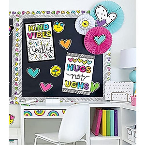 Carson Dellosa Kind Vibes 12-Piece Extra Large Heart Bulletin Board Cutouts, Heart Cutouts for Bulletin Board, Colorful and Black and White Classroom Cutouts, Valentines Heart Cutouts for Classroom