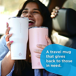 GROSCHE Yukon 30 oz Insulated Coffee Mug with Lid - Durable Travel Mug, Stainless Steel Tumblers, Vacuum Insulated Coffee Tumbler for Hot or Cold Beverages - CREAM WHITE