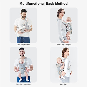 IULONEE Baby Carrier, Embrace Cozy 4-in-1 Infant Carrier & Baby Walker, Handheld Kids Toddler Walking Harness Helper Assistant Protective Belt Child Activity Walker(Grey + Grey)