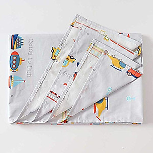 3 Piece 100% Cotton Toddler Sheet Pillowcase Set for Boys and Girls,Include Fitted Sheet,Top Sheet and Envelope Pillowcase,Cute Cartoon Pattern,Soft Skin-Friendly Breathable(Car)