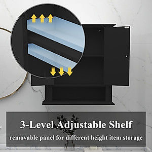 UYIHOME Wall Mounted Bathroom Medicine Cabinet with 2 Doors, Hanging Bathroom Wall Cabinet Over Toilet, Upper Cabinet Storage Cupboard for Bathroom Kitchen Laundry Room, Black, MC001