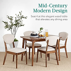 Best Choice Products 5-Piece Dining Set, Compact Mid-Century Modern Table & Chair Set for Home, Apartment w/ 4 Chairs, Padded Seats & Backrests, Wooden Frame - Brown/White