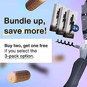 Vintorio Professional Waiters Corkscrew - Wine Key with Ergonomic Rubber Grip, Beer Bottle Opener and Foil Cutter (1 Pack)