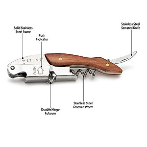 Etens Corkscrew Wine Opener with Foil Cutter, Bartender Wine Key for Servers Professional, Manual Cork Screws for Wine Bottles, Double Hinged Waiter Corkscrew Travel Wine Tool