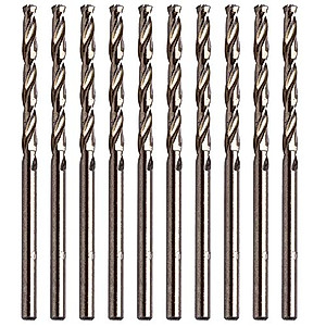 LudoPam 3/32 Inch Cobalt Drill Bit Set, M35 HSS Twist Jobber Length for Hardened Metal, Stainless Steel, Cast Iron, Pack of 10