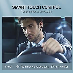 HEYKING Wireless Earbuds, Bluetooth 5.0 in Ear Headphones Wireless Charging Case TWS Earphones with Mic, Deep Bass/IPX4 Waterproof/42H Playtime/Touch Control,Black