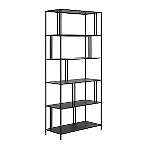Henn&Hart 34" Wide Rectangular Bookcase in Blackened Bronze, for Home Office, Living Room