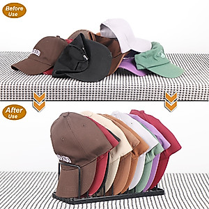 YiSeyruo Hat Organizer for Baseball Caps - Space Saving Hat Stand Hold 20 Caps - Premium Metal Hat Rack for Baseball Caps Display & Organizer Neat and Orderly - Hat Organizer for Closet