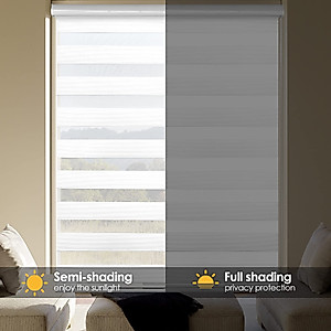 Allbright White Zebra Window Blind 20" W X 72" H Dual Layer Roller Sheer Shades, Room Darkening Blinds for Home Office Doors Easy Install