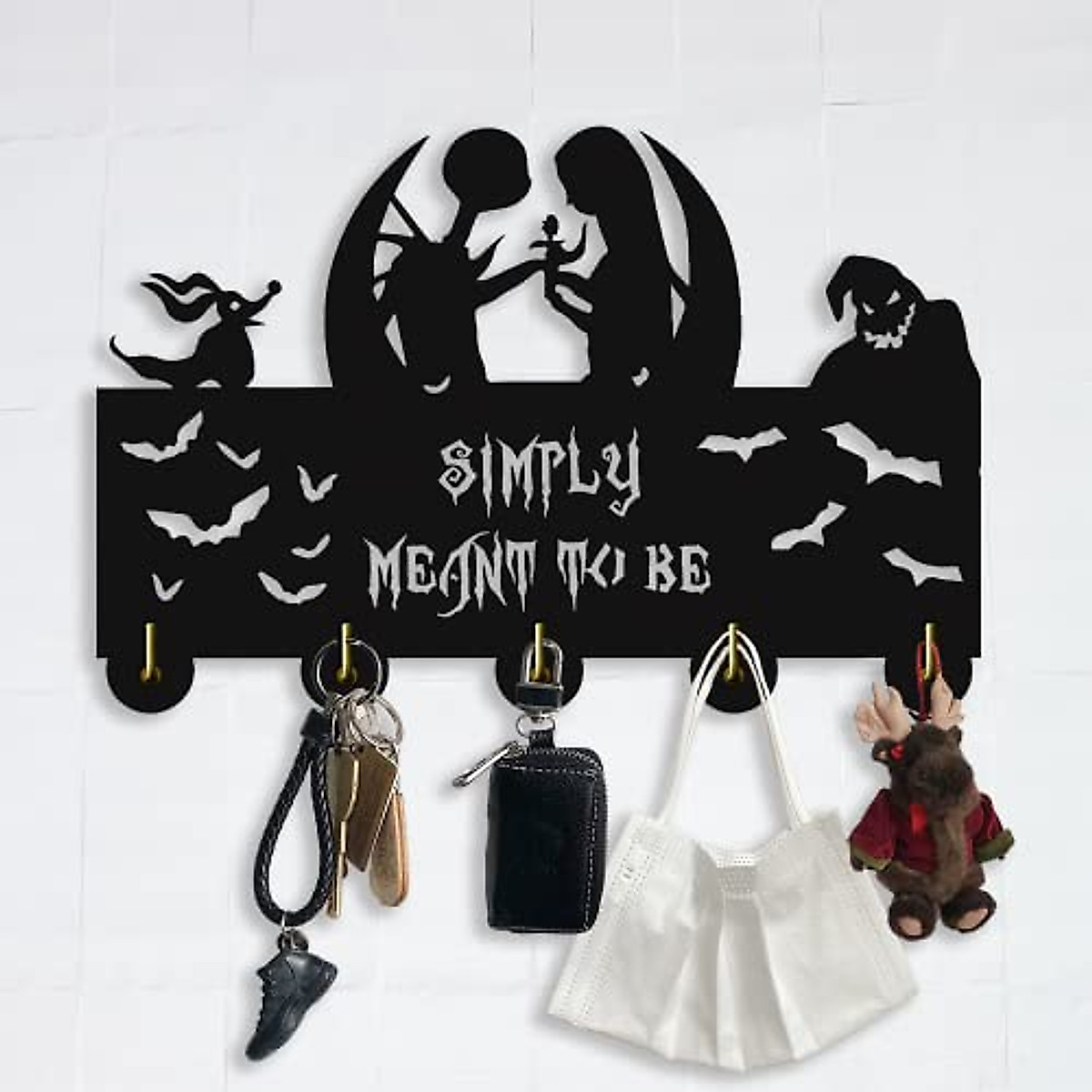 YSdesign The Nightmare Before Christmas Hooks-Jack Skellington Decor Wall Hooks,Wall Décor,Coat Hooks,Key Holder for Wall、Entryway and Kitchen-11.8×7.8Inch、 Black 、Eco-Wood