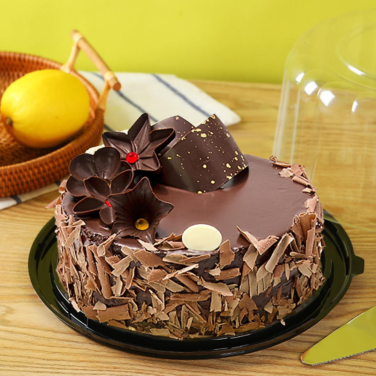 EWAFILU 5pcs 10Inch Round Cake Pies Carriers Plastic Disposable Cake Containers with Dome Lids Clear Bundt Cake Boxes