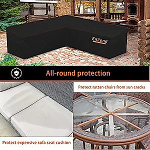 Enzeno Patio V-Shaped Sectional Sofa Cover, Waterproof Outdoor Sectional Cover,Heavy Duty Garden Furniture Cover with Air Vent 118" L (Each Side) x 33.5" D x 31" H