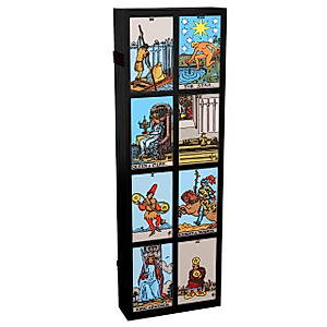 Red Lantern 4 ft. Short Double Sided Rider-Waite Tarot Canvas Folding Screen 6 Panel Freestanding Partition and Separator for Modern and Contemporary Bedroom, Home Office, Studio, Dorm, Apartment