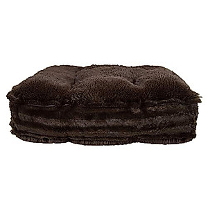Bessie and Barnie Grizzly Bear/Godiva Brown Luxury Shag Extra Plush Faux Fur Rectangle Pet/Dog Bed (Multiple Sizes)