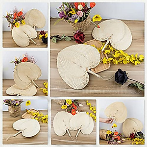 Framendino, 2 Pack Handmade Natural Bamboo Raffia Fans Hand Rattan Fan Woven Fans Plam Leaf Fans for Summer Home Wedding Decor Gift Favor
