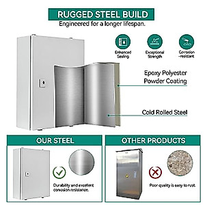 YITAHOME Electrical Enclosure NEMA 4X, 16×12×6'' UL Certified Outdoor Electrical Box, IP66 Water-Resistant Dustproof, Cold-Rolled Steel Wall Mounted Electric Junction Box