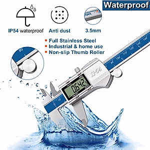 Digital Calipers, DITRON Electronic Caliper 6 inch IP54 Waterproof Micrometer, Woodworking Dimensional Measuring Tools Inch/MM Stainless Steel Vernier Caliper 150mm