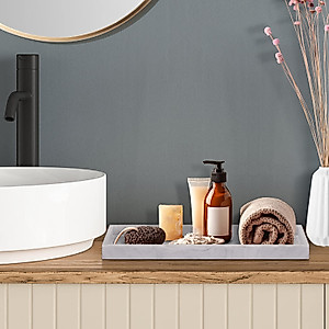 Sancagy 11.8IN Rectangular Vanity Tray, Silicone Bathroom Tray for Counter, Toilet Tank & Kitchen Sink - Small Trays, Soap & Perfume & Jewelry & Candle & Key Vanity Tray