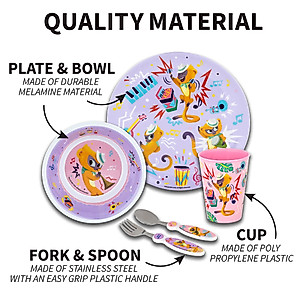 Franco Kids Dinnerware Cartoon Designed Mealtime Kitchen Set, 5 Piece Pack, Sony Vivo