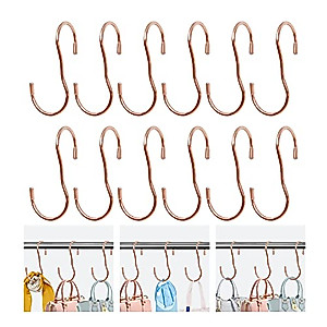 Zreneyfex 12 pcs Rose Gold Purse Organizer for Closet with Unique Twisted Hook Design