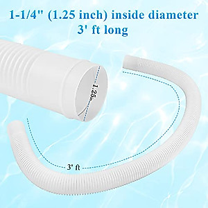 1-1/4 Inch x 3ft Pool Skimmer Hose Replacement for Intex Above Ground Pool Skimmer Pump Transfer Hose