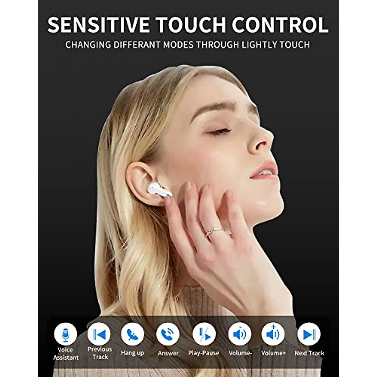 Wireless Earbuds, Bluetooth 5.3 Earbuds in-Ear, 50Hrs Playtime True Wireless Earphones Build in ENC and ANC Noise Cancelling Mic, with Charging Case, IP7 Waterproof Sport EarBuds for iPhone & Android