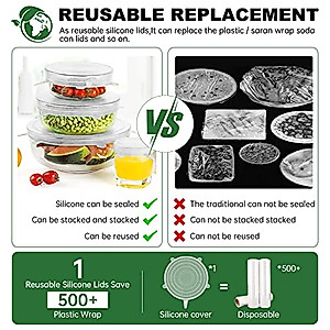 14 Pack Silicone Stretch Lids, 8 Different Sizes Leak-Proof Reusable Stretch Lids Include XXXL Diameter of 10.6” Food Storage Covers for 2.6”-13” Container, Microwave & Dishwasher & Refrigerator Safe